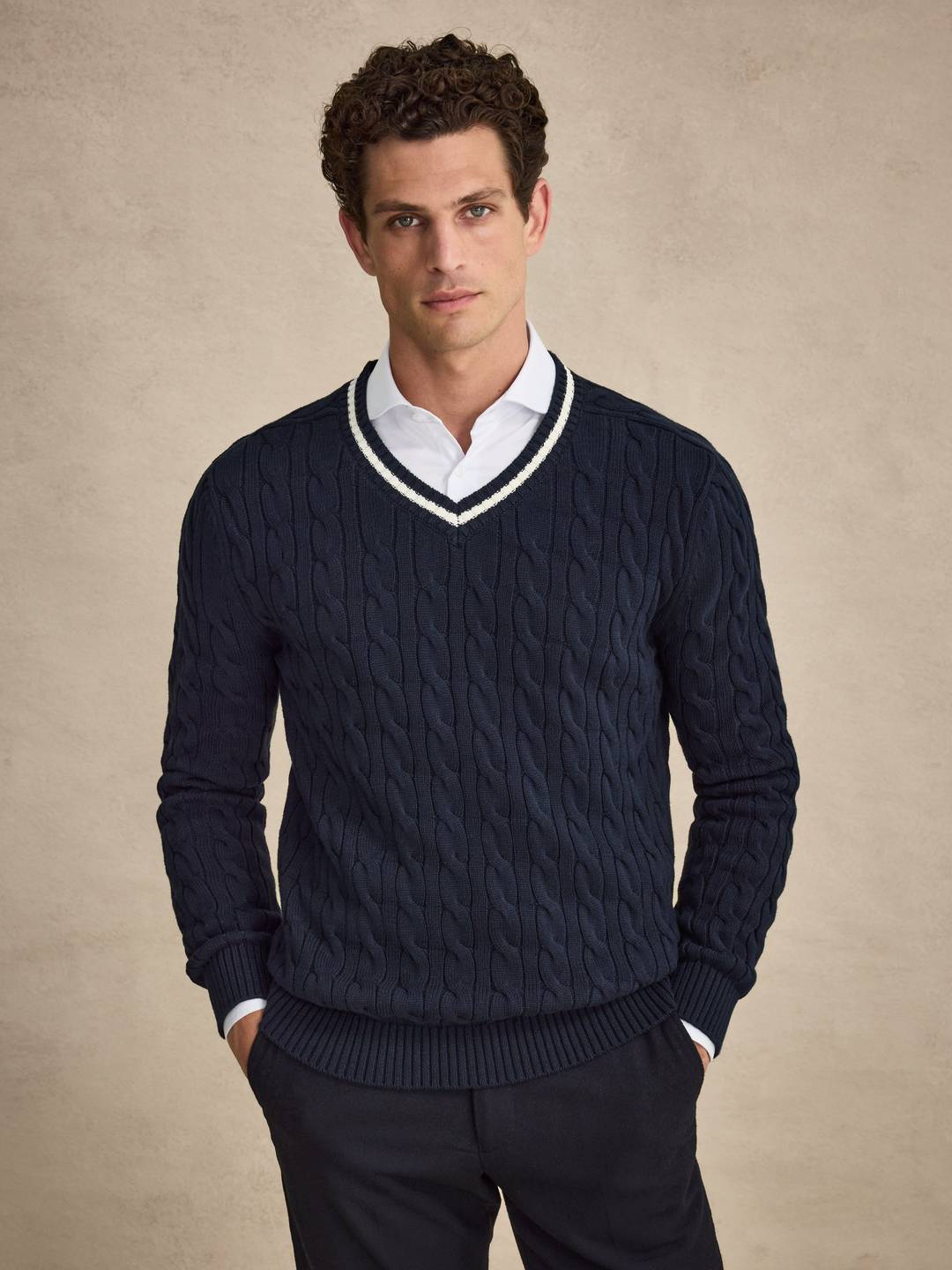 cable sweater v neck