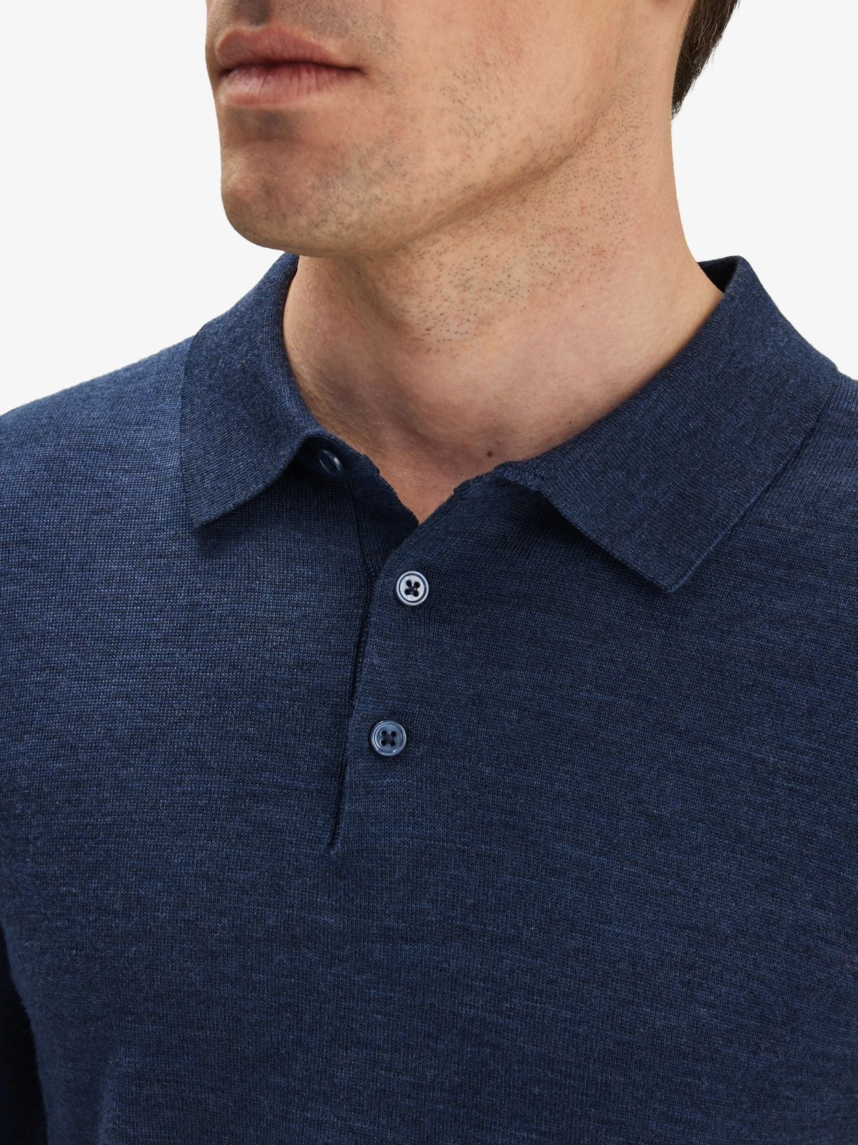Blue Merino Polo Shirt