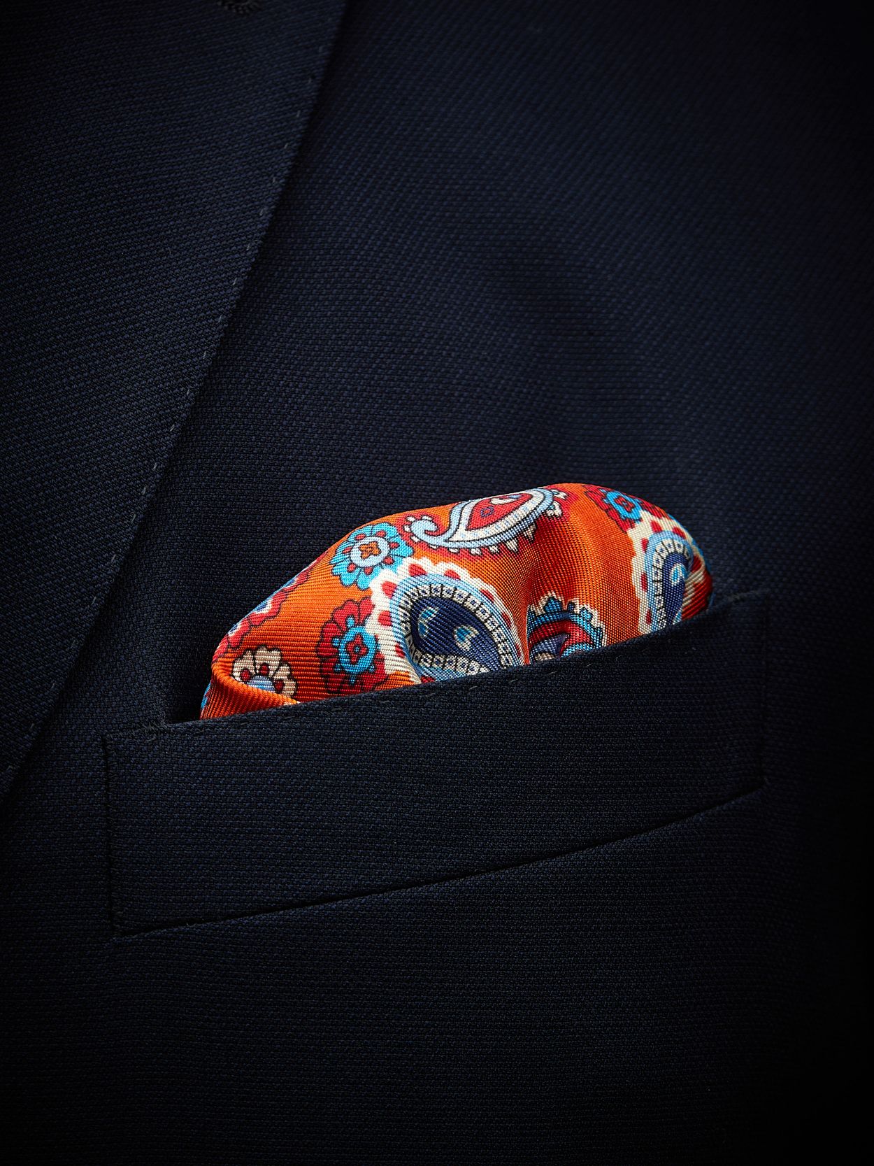 Orange Pocket Square Paisley