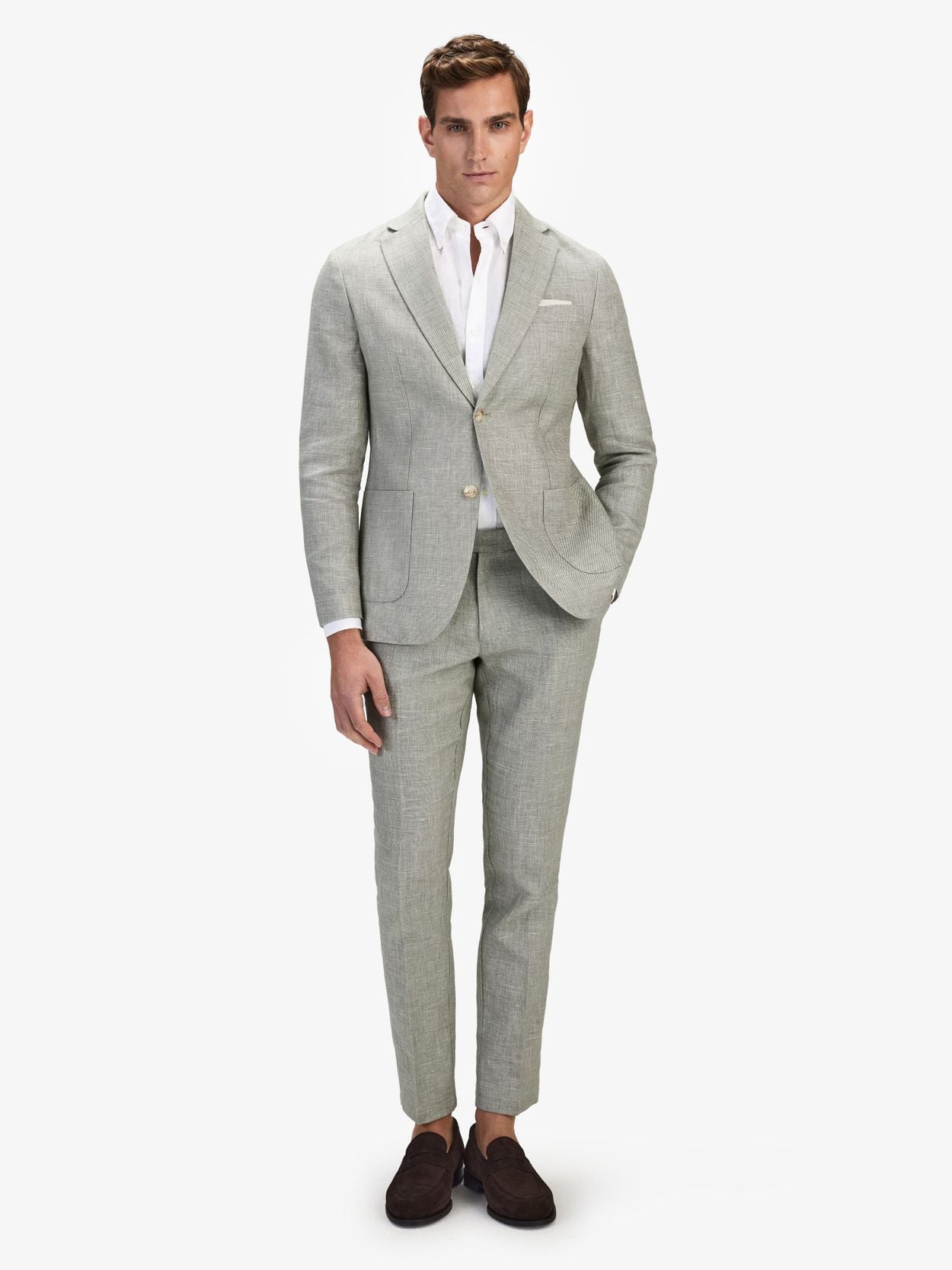 Image number 1 for product Green Linen Suit & Shirt