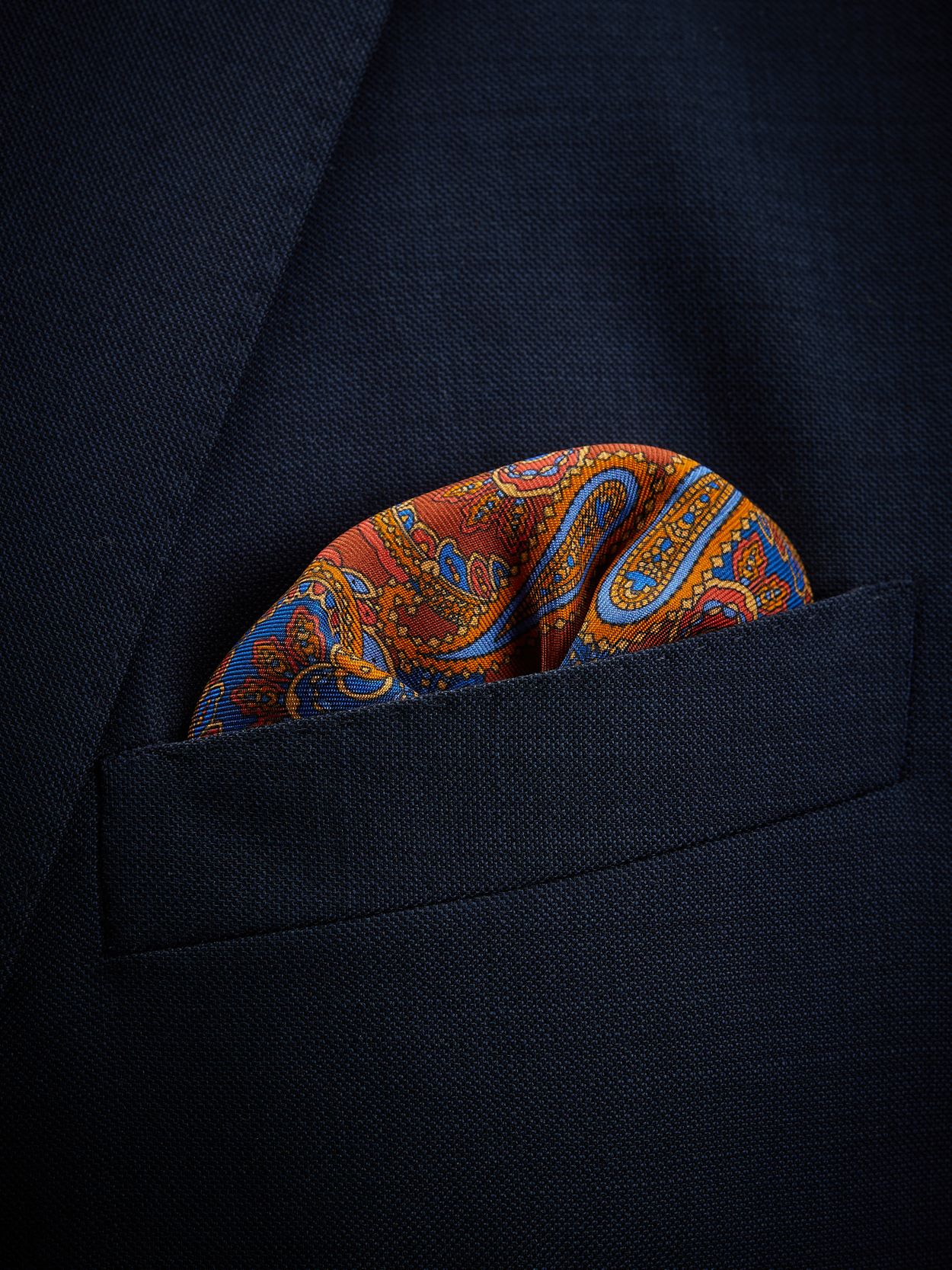 Orange Pocket Square Paisley