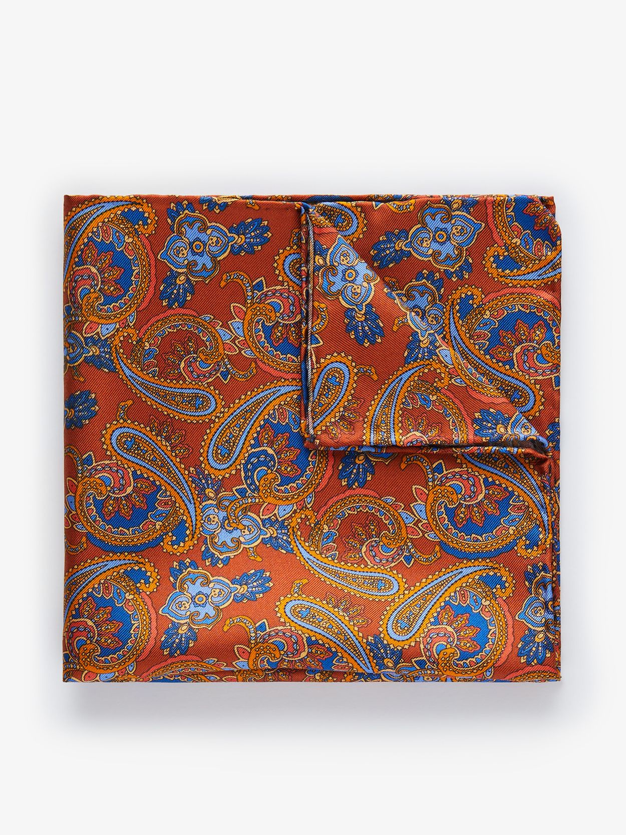 Orange Pocket Square Paisley