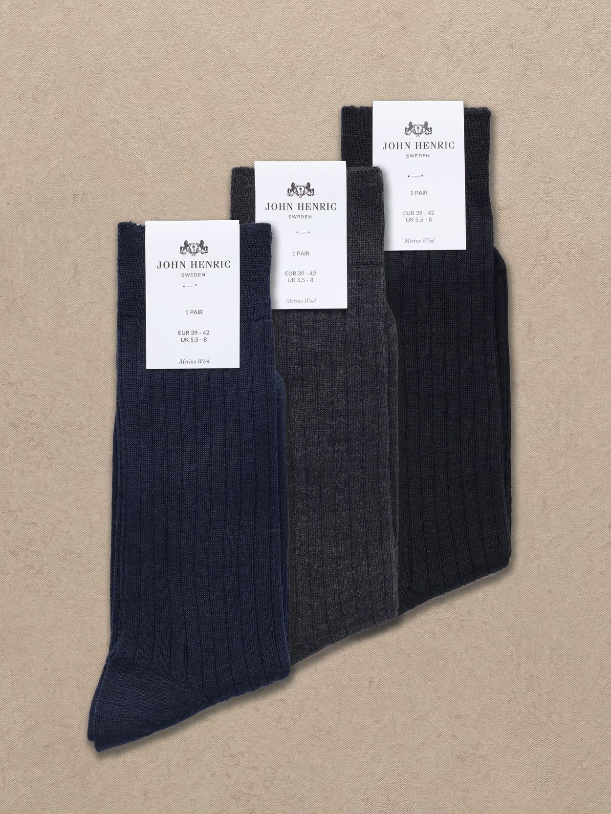 Image number 1 for product 3-Pack Ribbed Merino Socks
