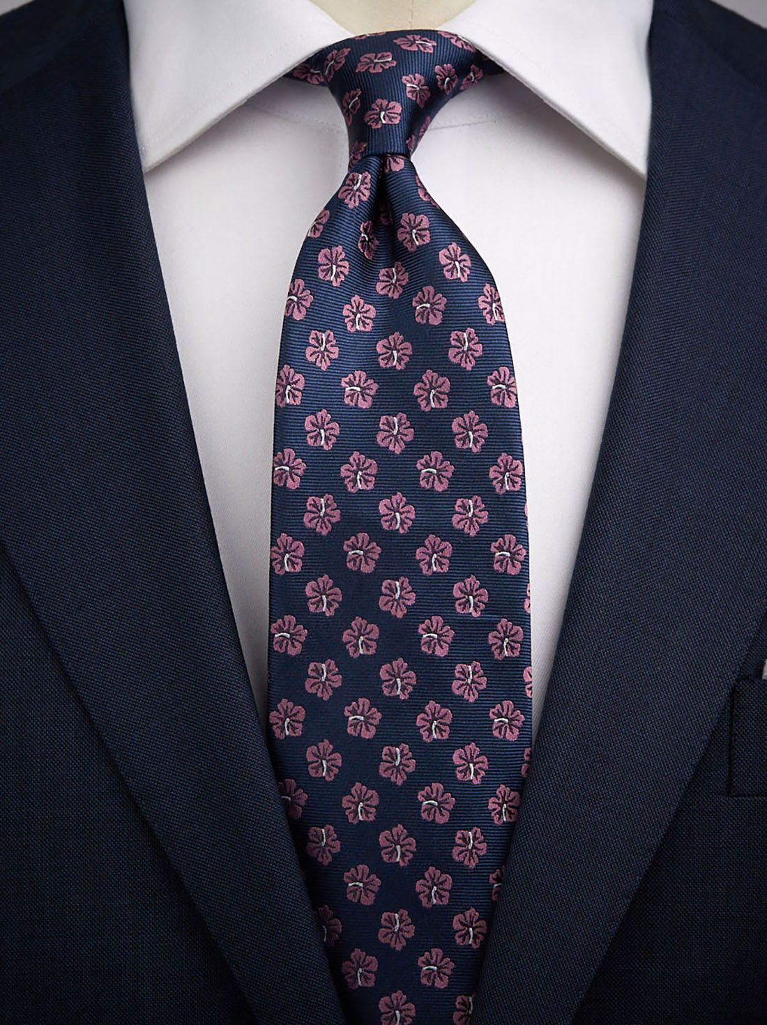 Dark Blue Tie Floral
